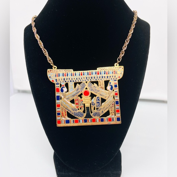 Unknown | Jewelry | Vintage Egyptian Revival Gold Tone Enamel Pectoral ...